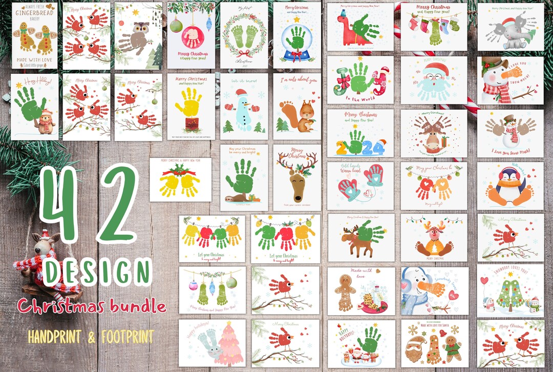 42 Design DIY Christmas Handprint Footprint Kids Activity Bundle Art ...