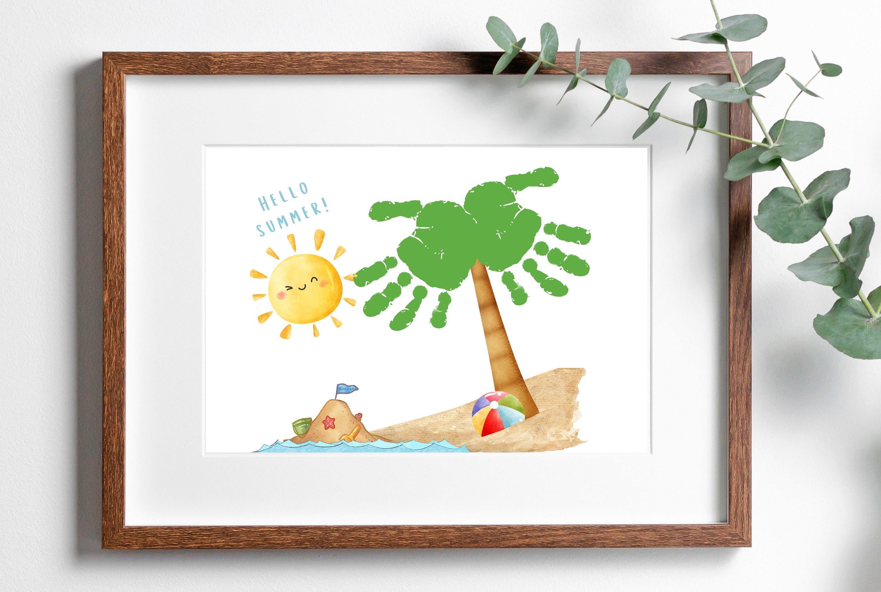 Palm Tree Handprint Craft Printable, Hello Summer Printable Sun & Palm ...