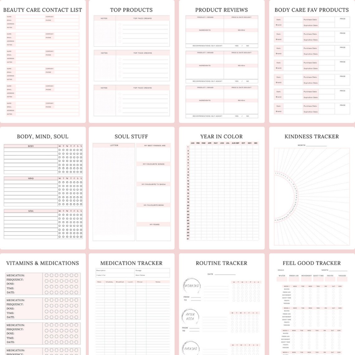 Self-care Planner, Printable Self-love Journal, Mental Health Worksheet ...