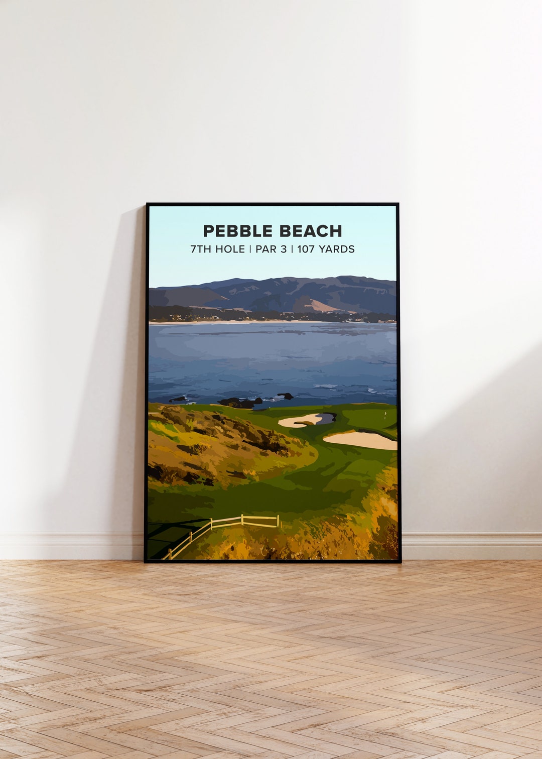 Pebble Beach Golf Print | 7th Hole | Golf Poster | Golf Wall Art ...