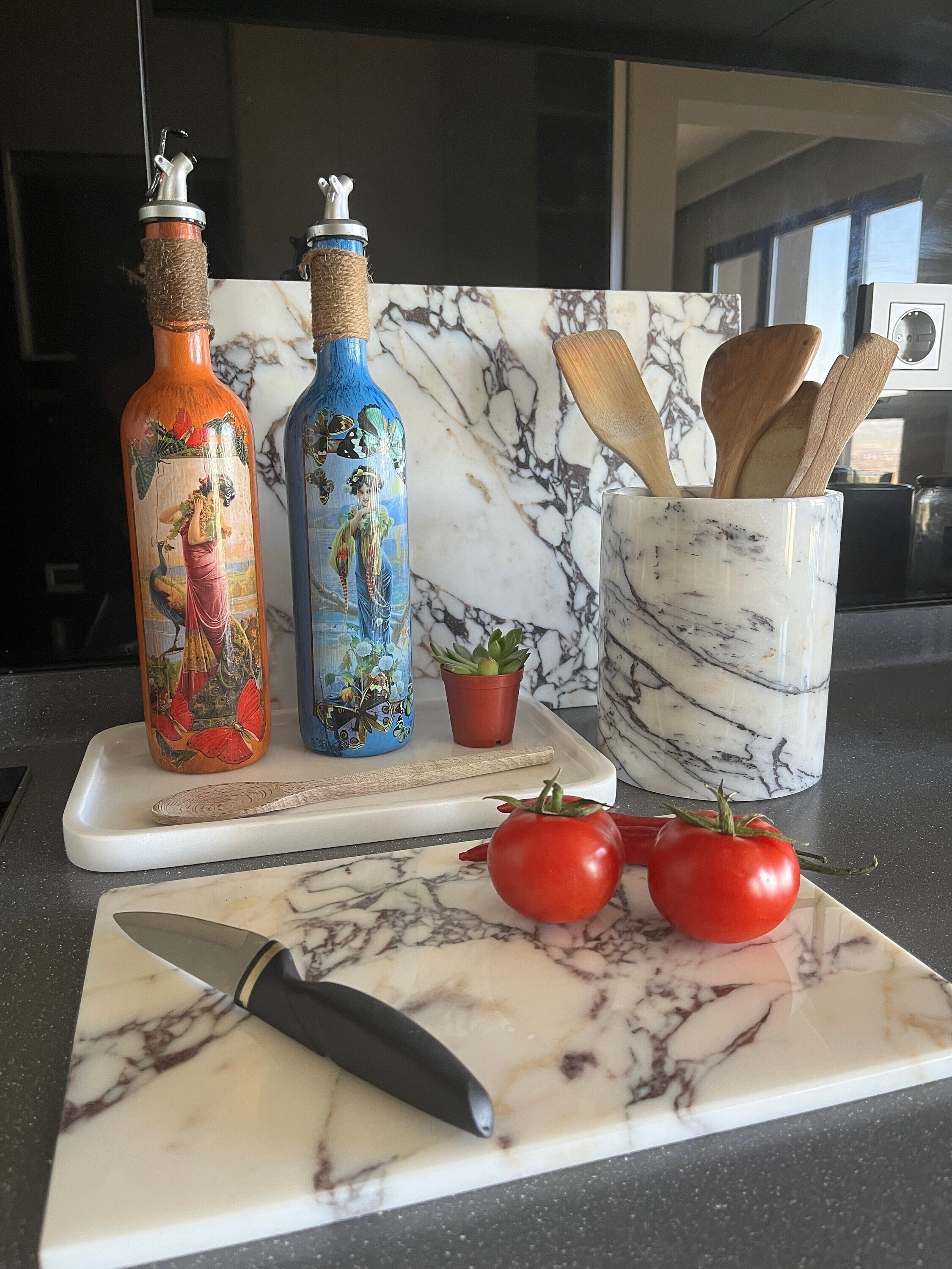 Calacatta Viola Marble Tray, Marble Cutting Board, Cheese Board ...