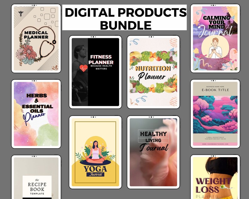 Printable Digital Starter Pack Bundle, Ebook Template Planner Journal ...