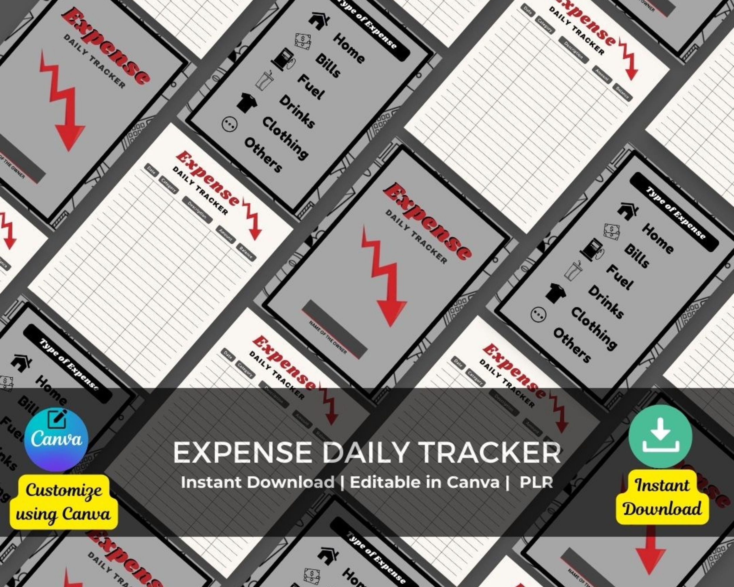 Budget Tracker Bundle Template With PLR Customizable in Canva Money ...