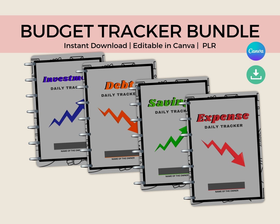 Budget Tracker Bundle Template With PLR Customizable in Canva Money ...