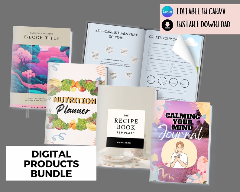 Printable Digital Starter Pack Bundle, Ebook Template Planner Journal ...