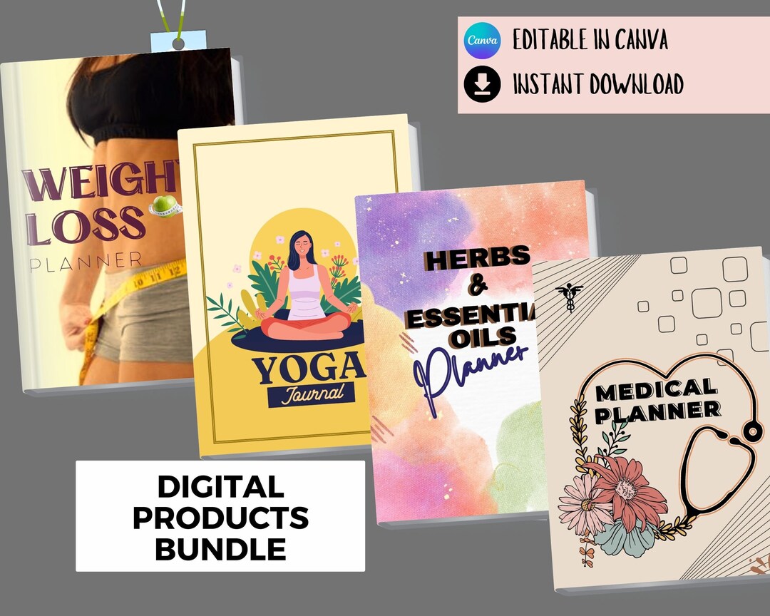 Printable Digital Starter Pack Bundle, Ebook Template Planner Journal Kit, Creative Planning ...