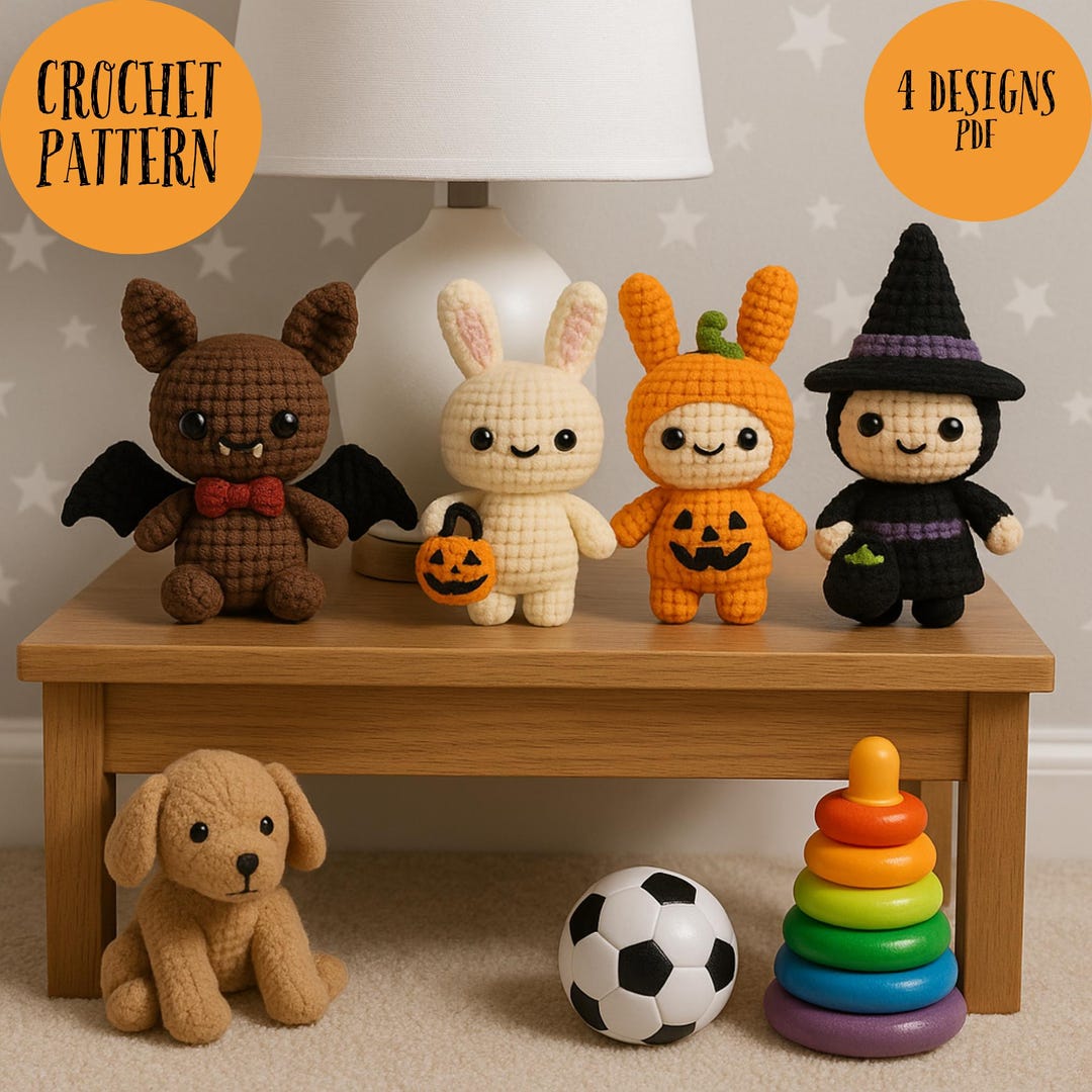 Crochet Pattern Bundle, Amigurumi Halloween Toy, Monster Doll Crochet ...