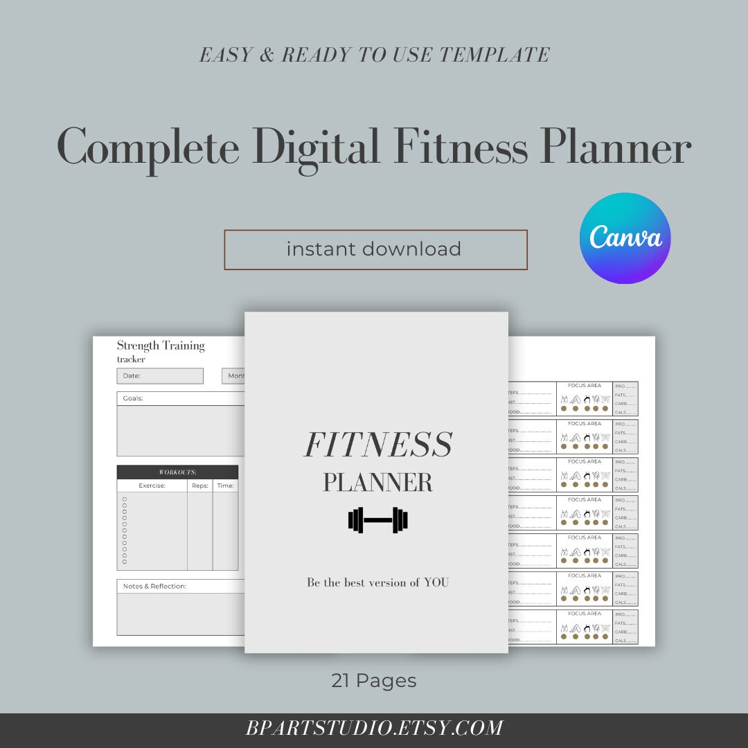 Customizable Digital Fitness Planner: Workout, Health, Meal Tracker ...