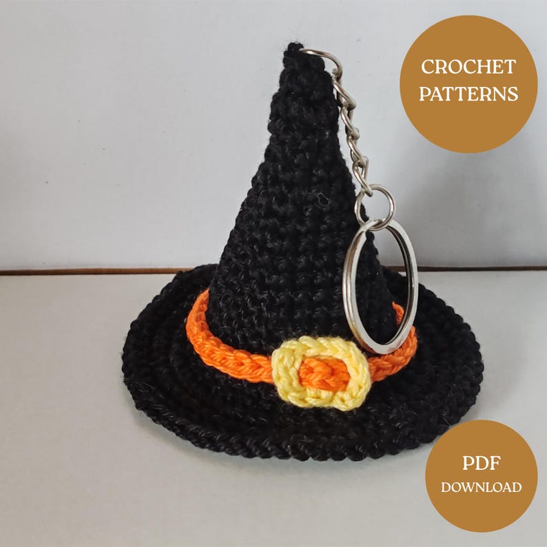 Fall Crochet Keychain Pattern PDF: Pumpkin, Witch Hat, Thanksgiving ...