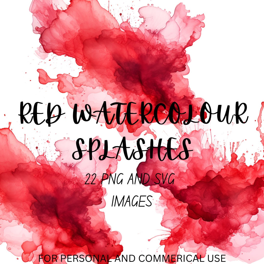 RED Watercolor Splash Clipart Bundle - High-quality, Colorful Digital ...