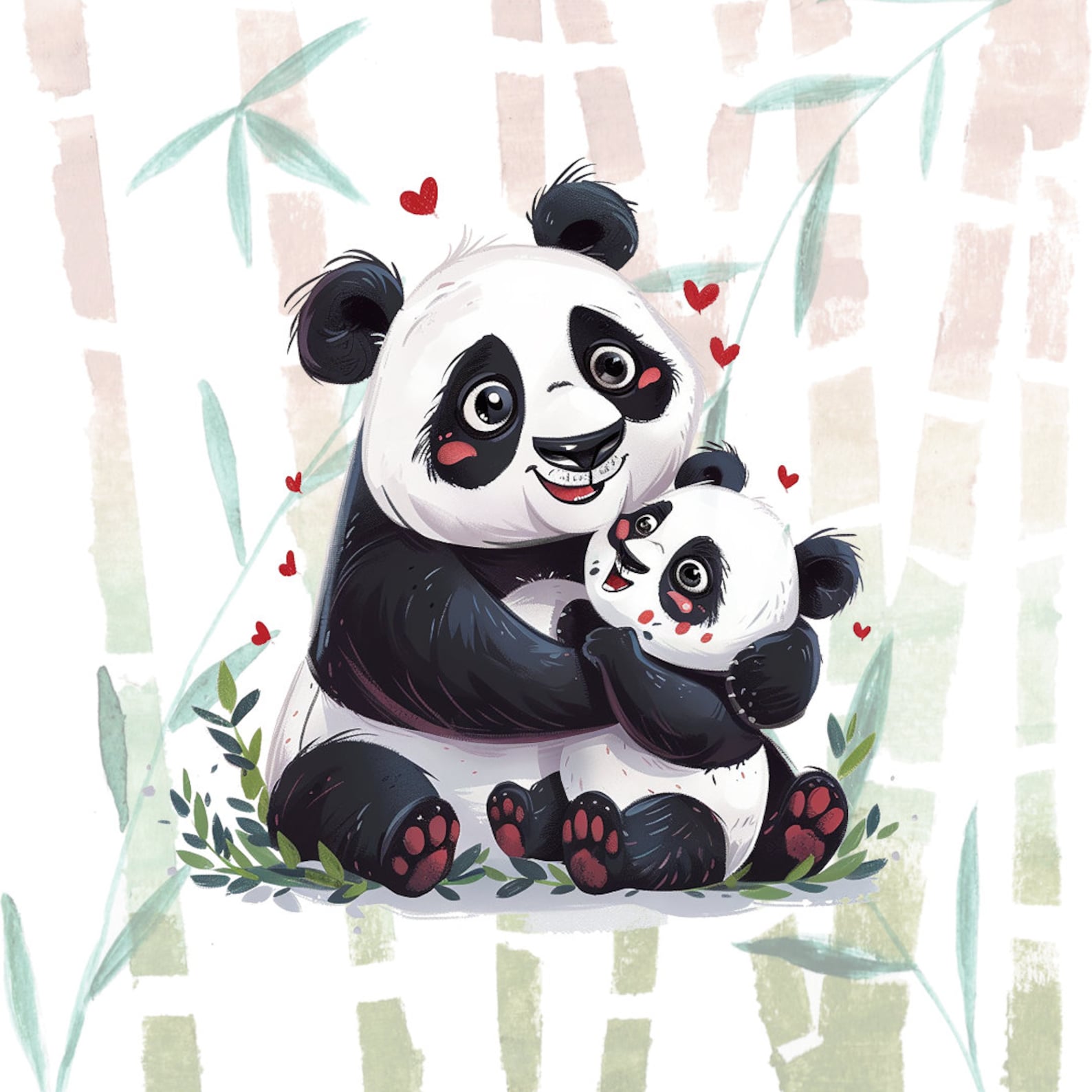Mama Panda Clipart Set - Cute Mom and Baby Panda Graphics for Mother's ...