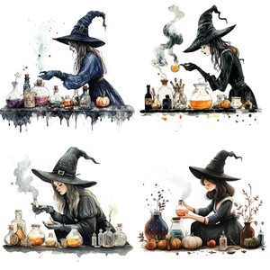 Spooky Witches Clipart Bundle, Cute Halloween Witch, Witches Brewing ...