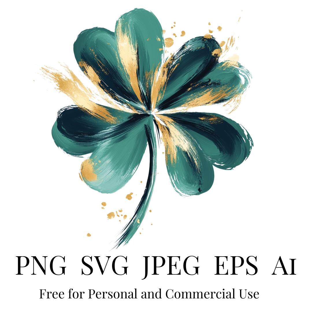 St Patricks Day Shamrock Coquette PNG, Watercolour Clover SVG & Lucky 4 ...
