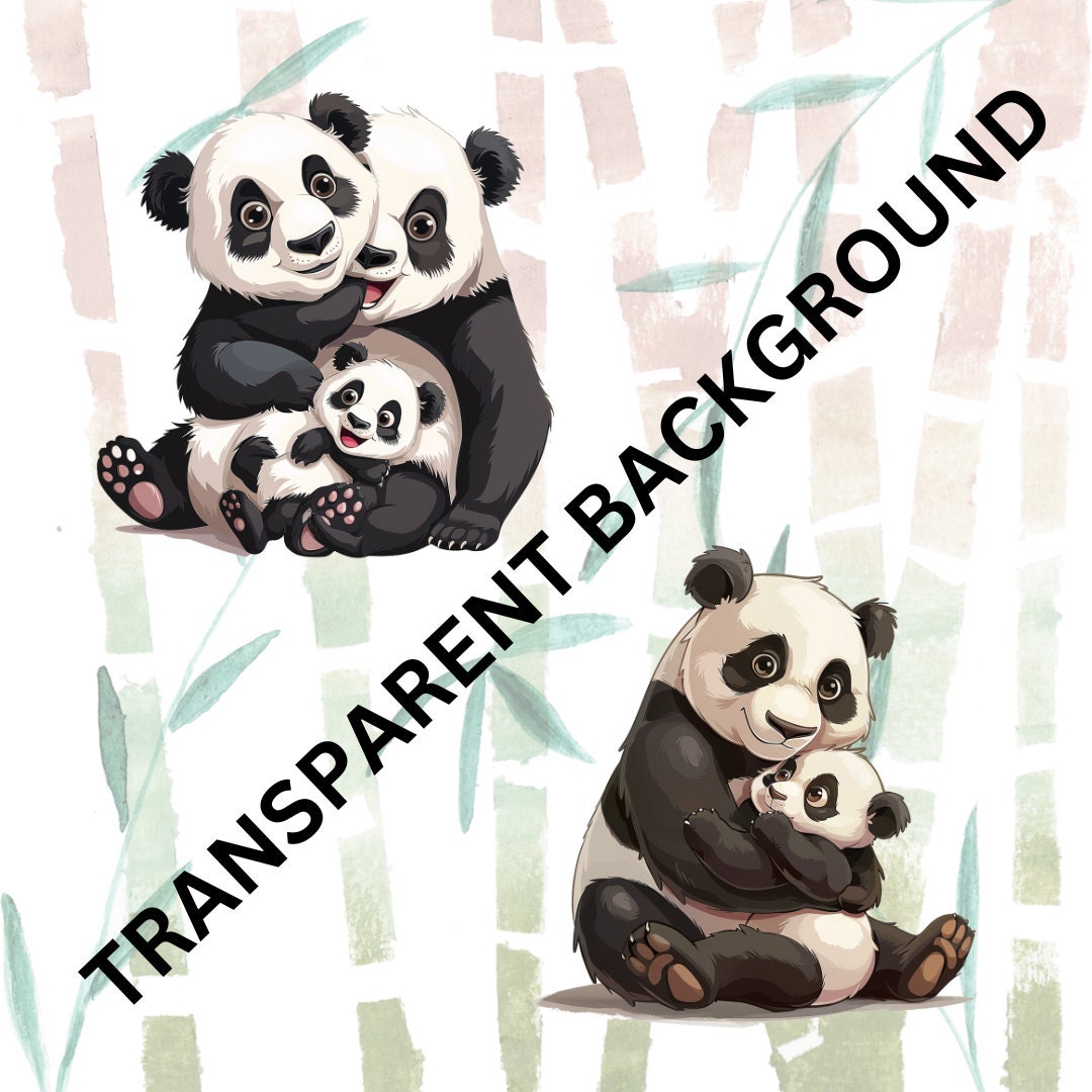 Mama Panda Clipart Set - Cute Mom and Baby Panda Graphics for Mother's ...