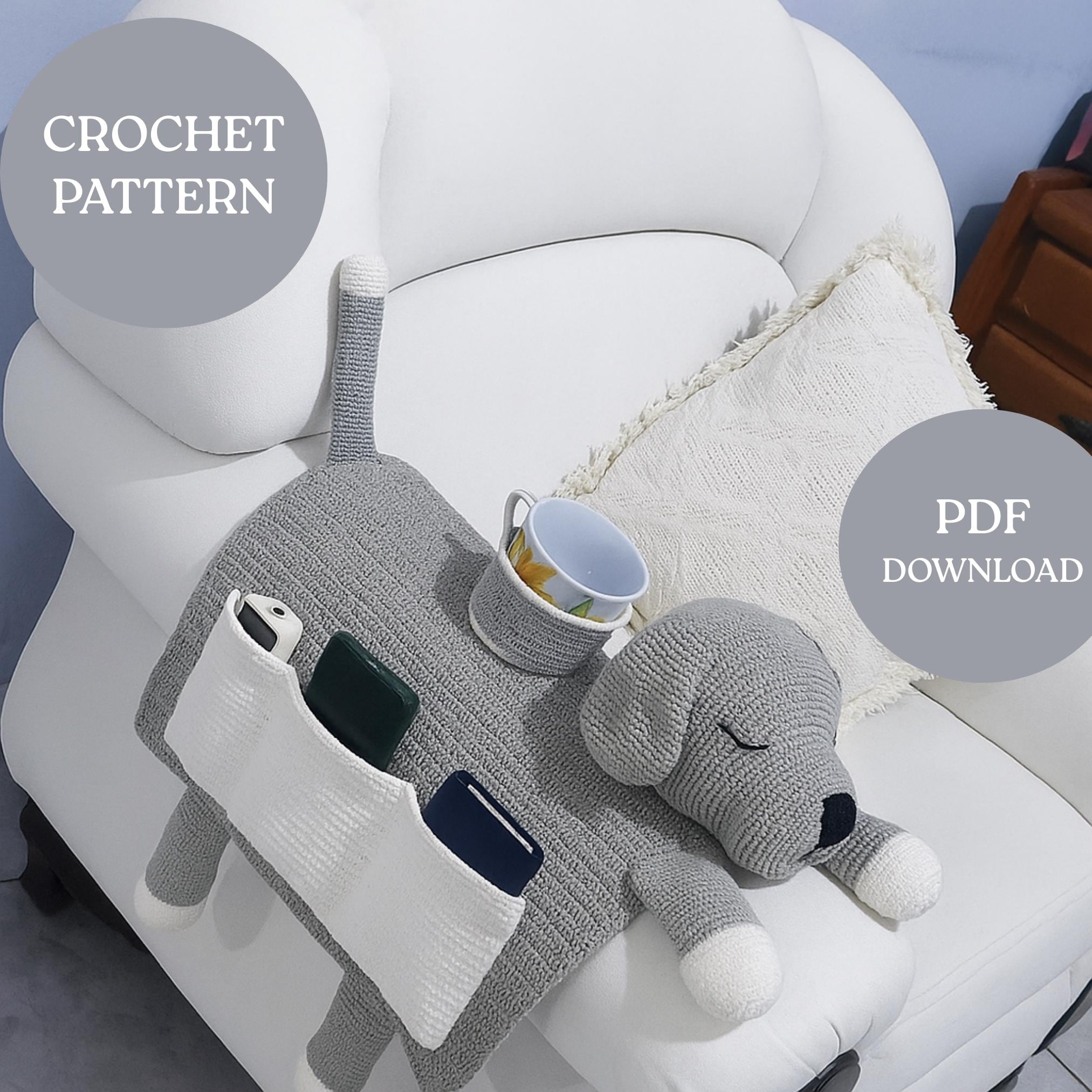 Dog Sofa Caddy Crochet Pattern, Couch Organizer, Sleepy Doggy Amigurumi ...