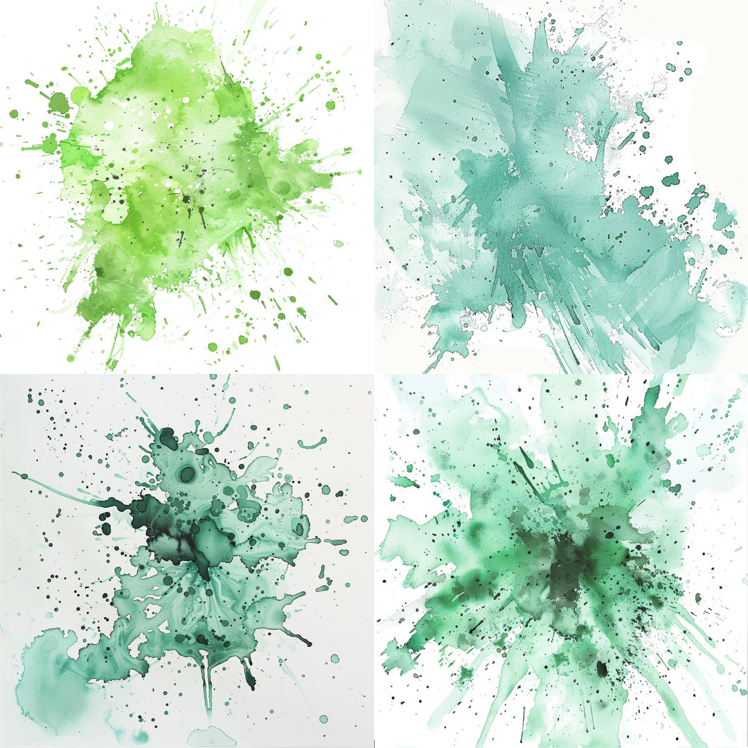 GREEN Watercolor Splash Clipart Bundle - High-quality, Colorful Digital ...