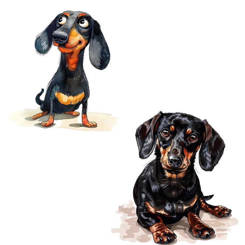Dachshund Clipart Bundle: Sausage Dog PNG SVG Illustrations (10 Images ...