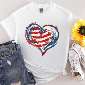 July 4th USA Patriotic Clipart Bundle - Watercolor Flags, Hearts ...