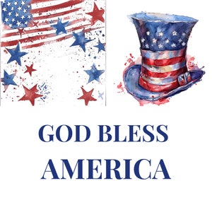 July 4th USA Patriotic Clipart Bundle - Watercolor Flags, Hearts ...