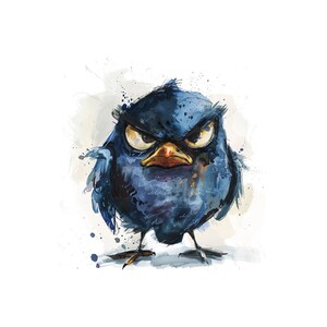 15 Grumpy Birds Clipart Bundle, Cute Fluffy Angry Birds, Digital ...