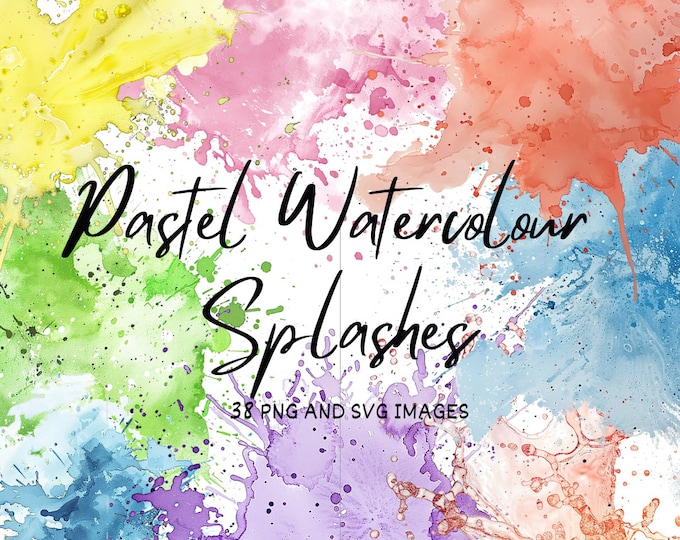 Pastel Watercolor Splash Clipart: PNG & SVG Graphics (digital Download ...