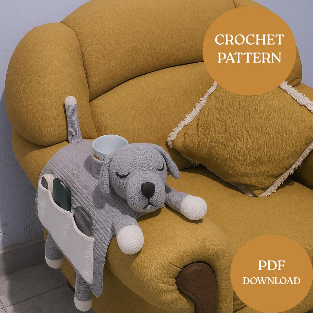Dog Sofa Caddy Crochet Pattern, Couch Organizer, Sleepy Doggy Amigurumi ...