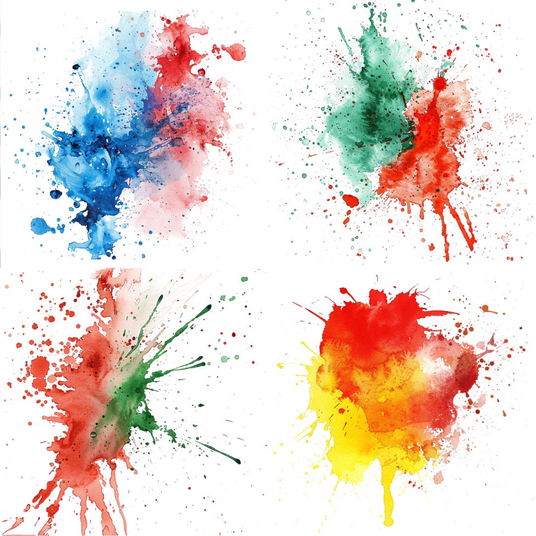 RED Watercolor Splash Clipart Bundle - High-quality, Colorful Digital ...