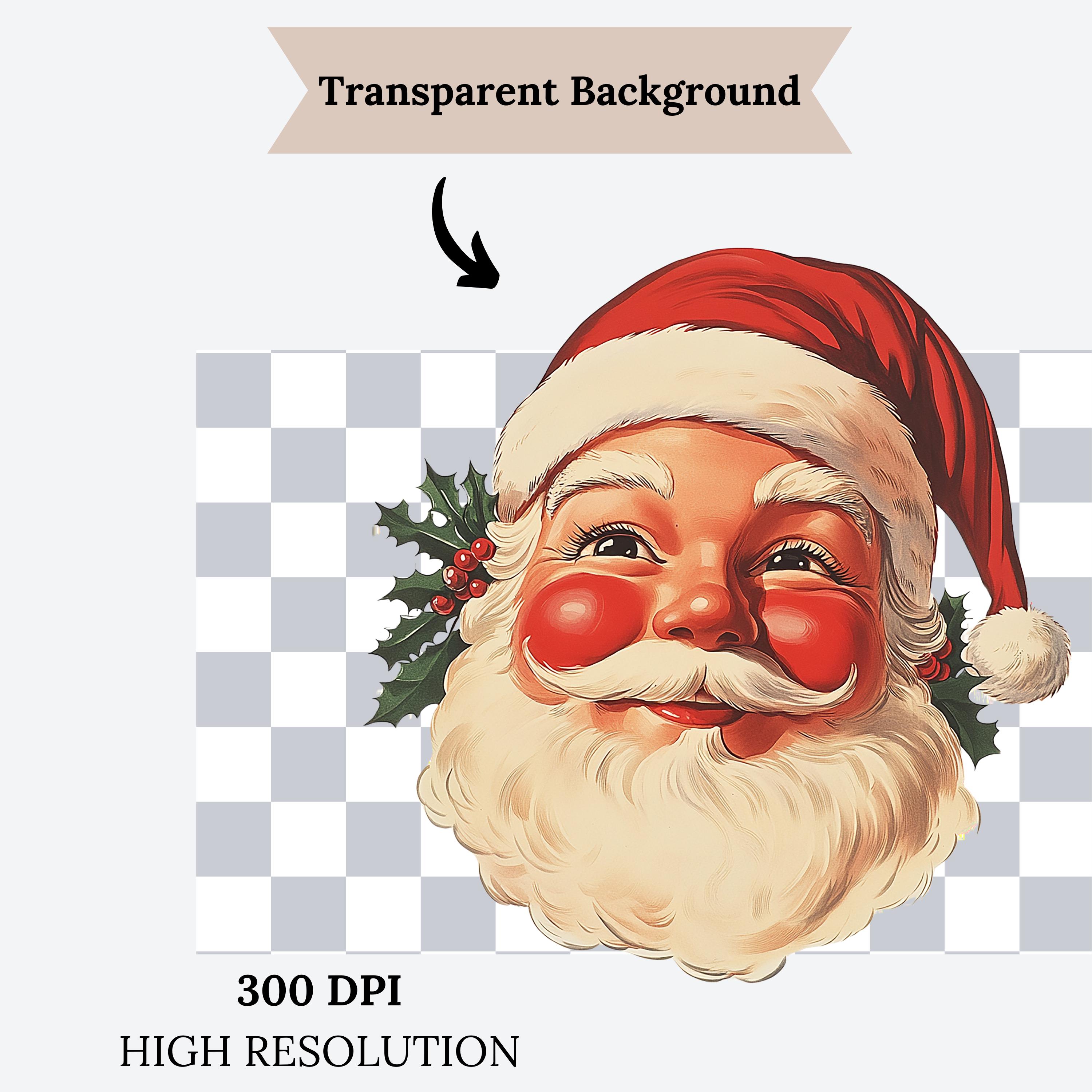 Vintage Santa Claus PNG Clipart: Retro Mid-century Christmas (digital ...