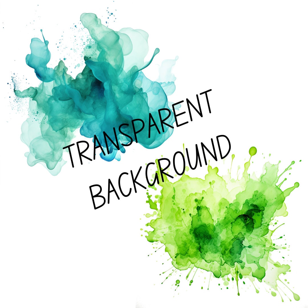 GREEN Watercolor Splash Clipart Bundle - High-quality, Colorful Digital ...