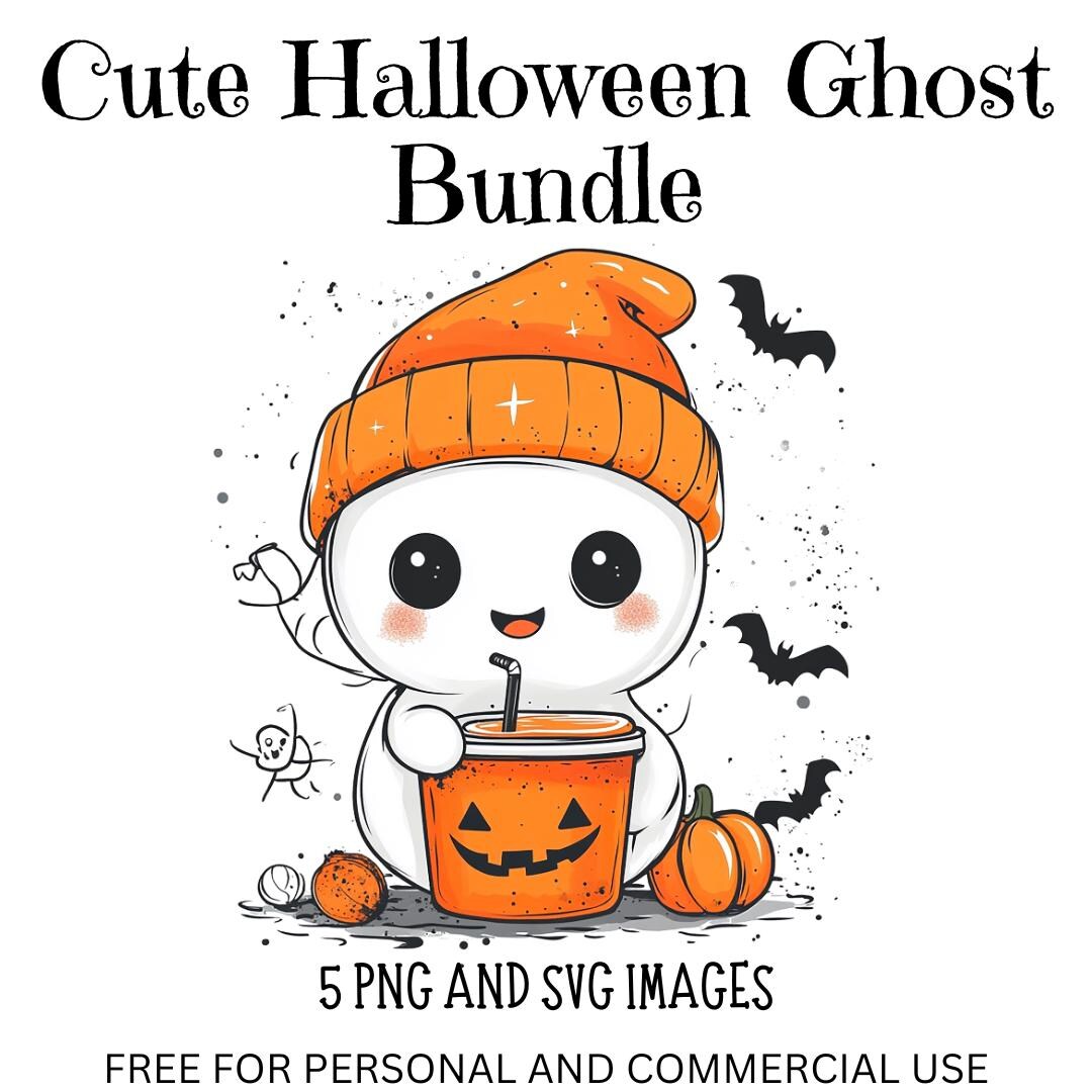 Cool Halloween Ghost Clipart Bundle, Adorable Ghost With Pumpkin ...