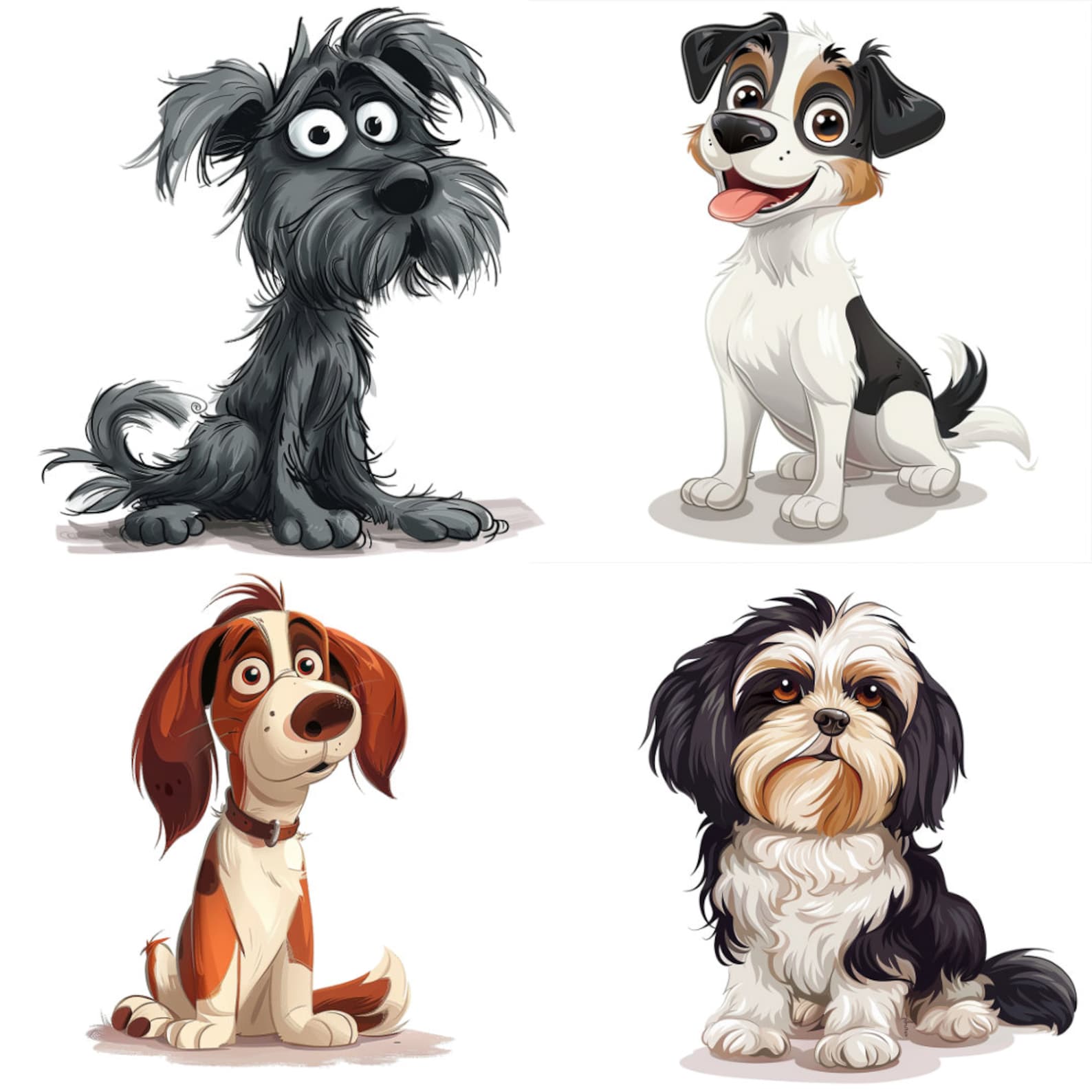 Quirky Dog Clipart Bundle: Cartoon Style (PNG & SVG) - Etsy Canada