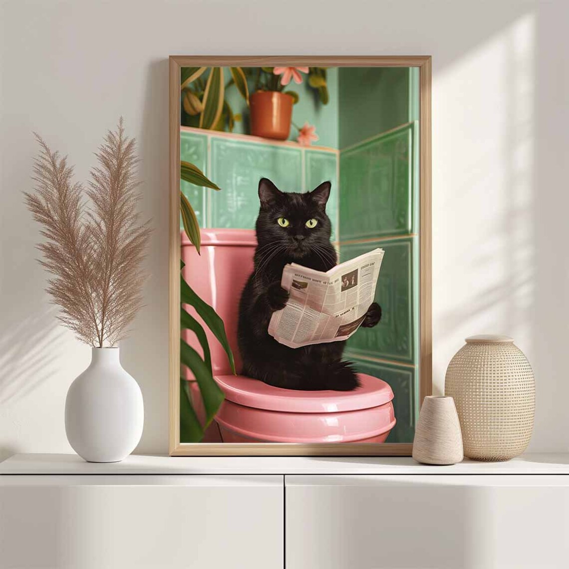 Funny Bathroom Cat Poster Cat Poster Guest Bathroom Poster Cat Poster ...