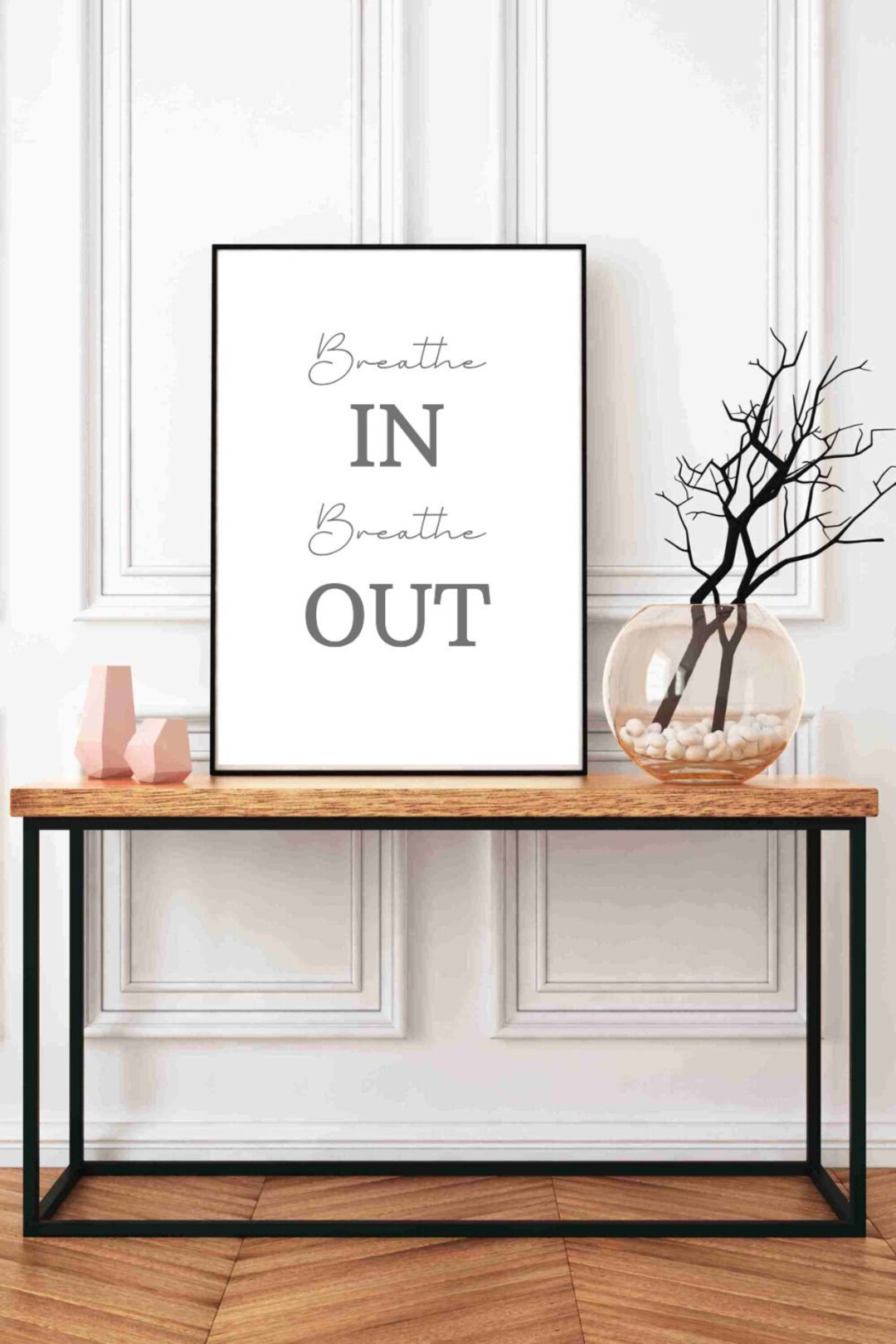 Poster breathe in Breathe Out Motivational Saying Typography Picture ...