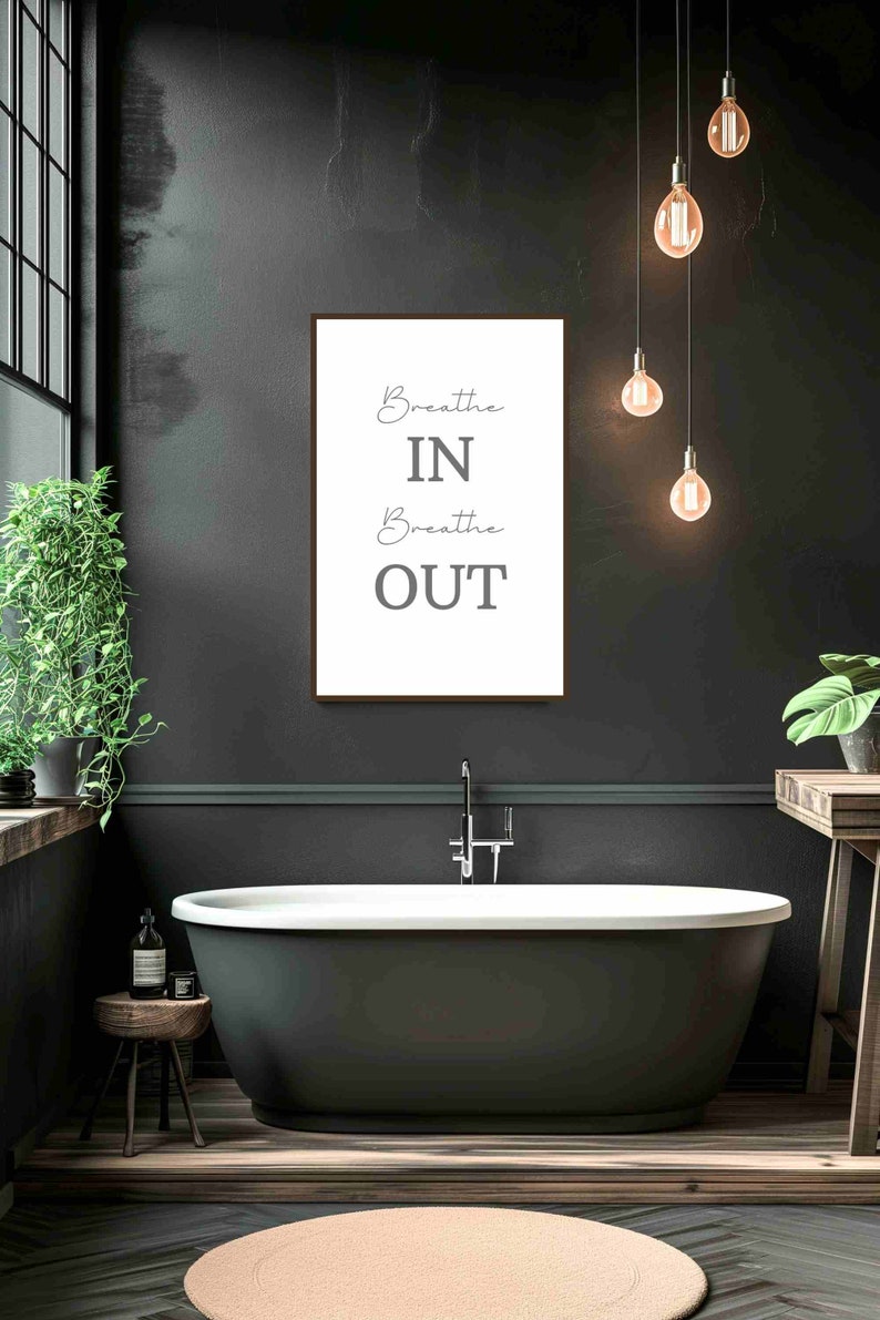 Poster breathe in Breathe Out Motivational Saying Typography Picture ...