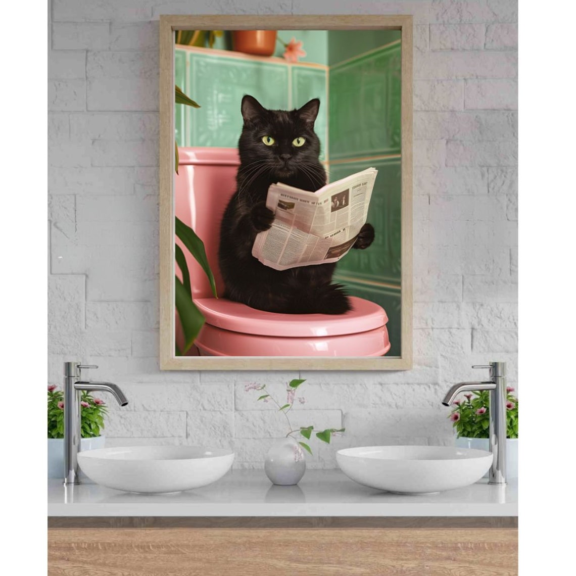 Funny Bathroom Cat Poster Cat Poster Guest Bathroom Poster Cat Poster ...