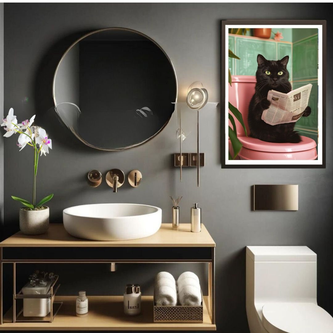 Funny Bathroom Cat Poster Cat Poster Guest Bathroom Poster Cat Poster ...