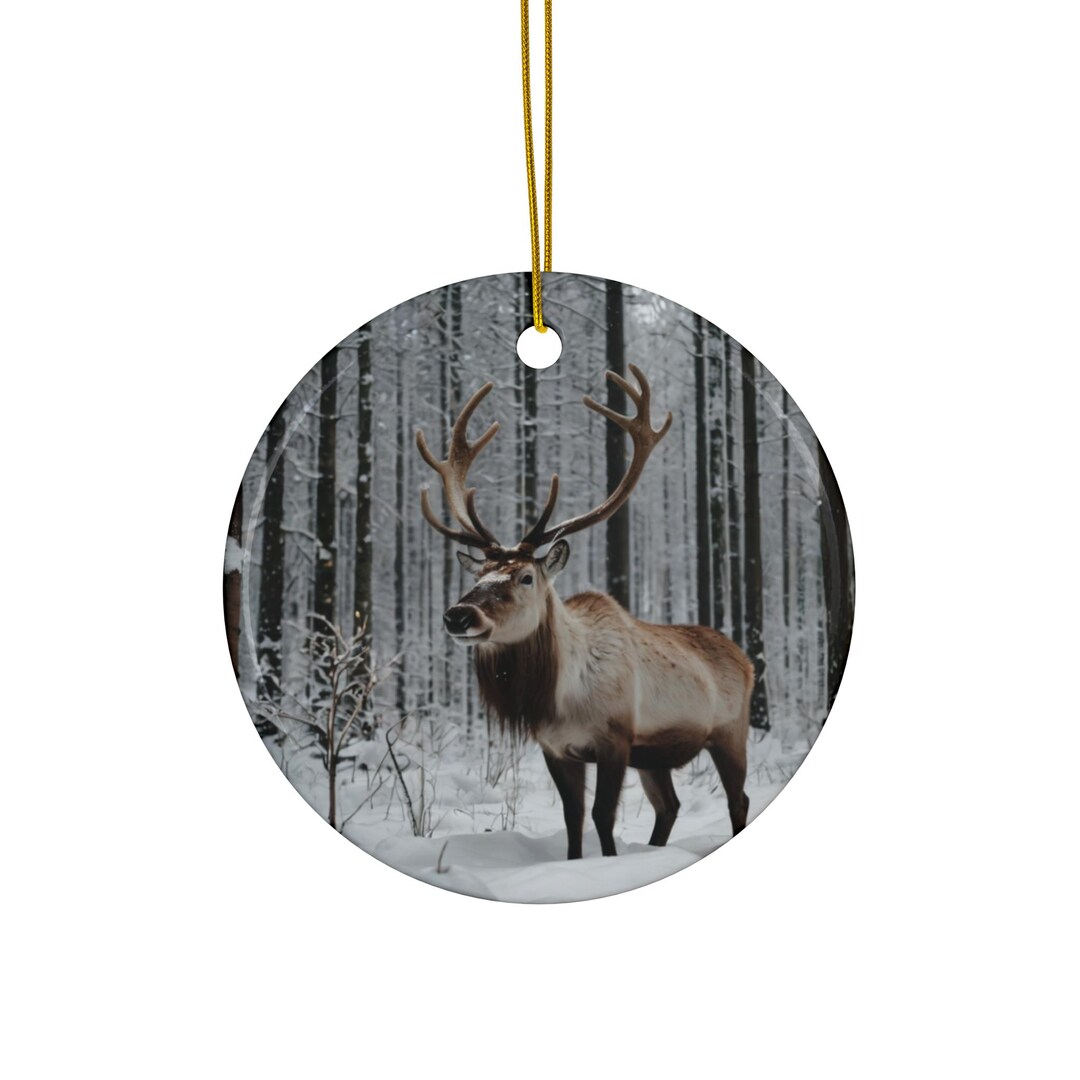 Ceramic Ornament Christmas Reindeer Decoration, Holiday Gift, Festive ...