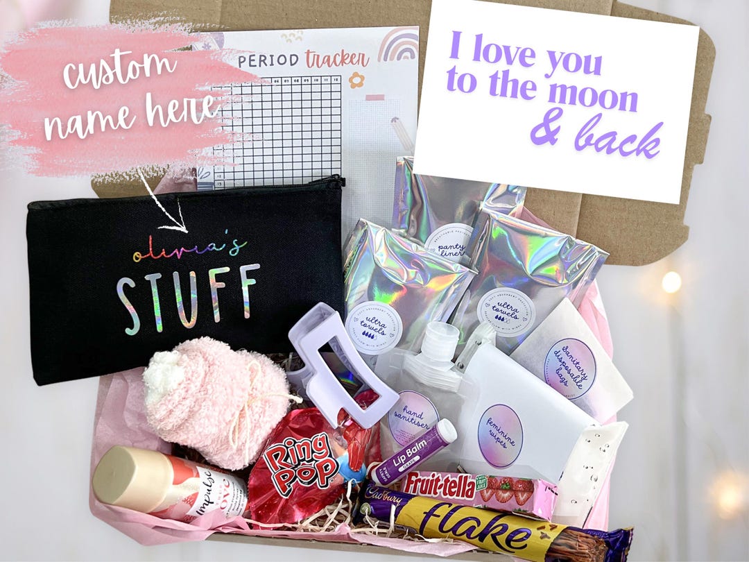Personalized First Period Gift Box, Teen Starter Kit With Custom Name ...
