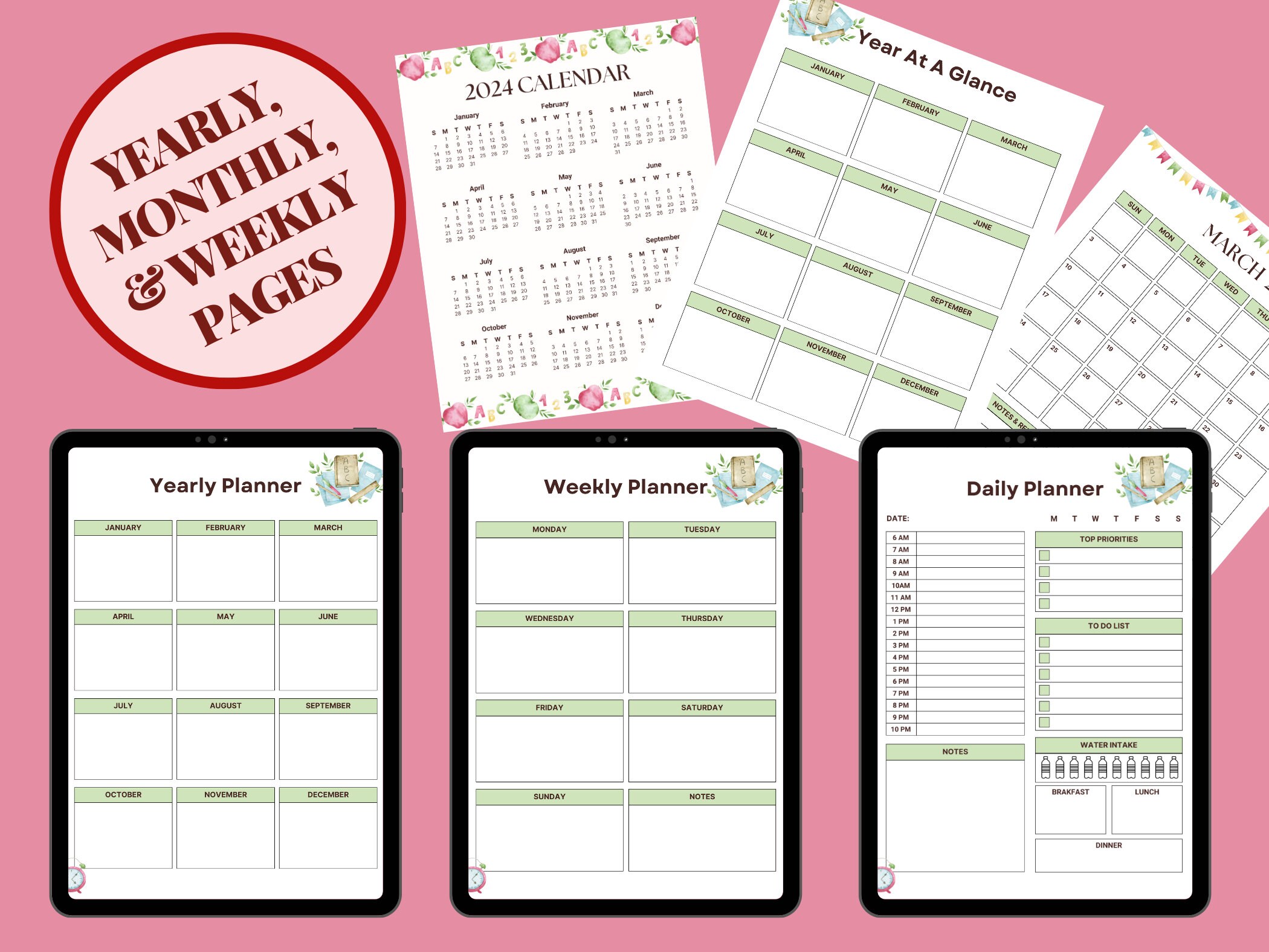 2024 Printable Pastel Calendar Classroom Teacher Planner - Etsy