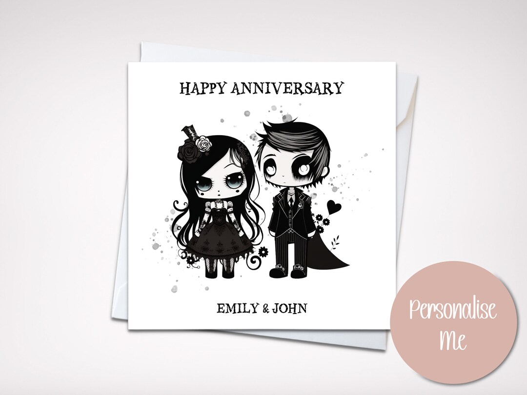 Personalised Gothic Wedding Anniversary Card, Alternative Anniversary ...