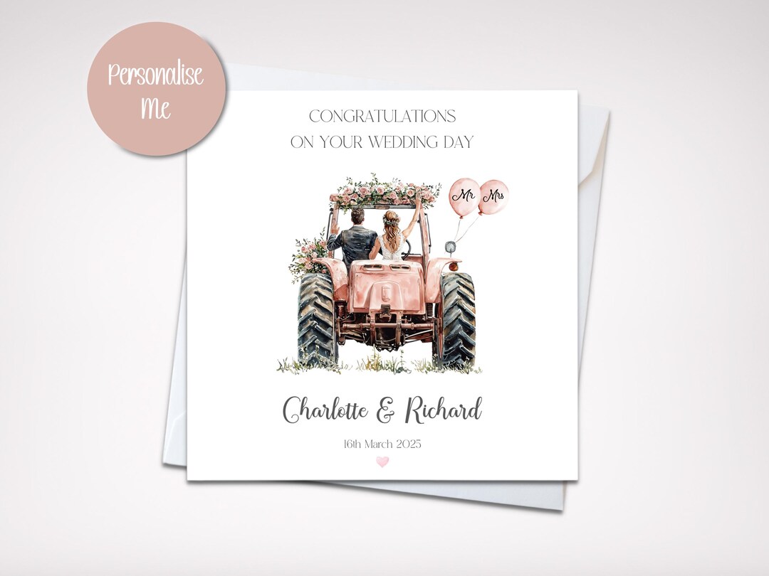 Personalised Wedding Card, Tractor Wedding Card, Farmer Wedding Card ...