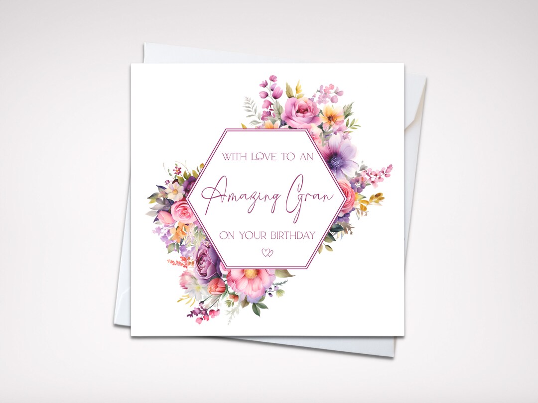 Gran Birthday Card, Happy Birthday Gran Card, Gran, Granny, Nan, Nanna ...