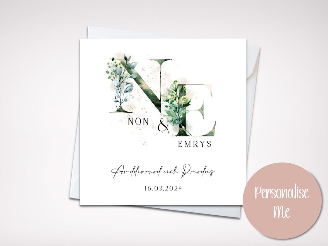 Cerdyn Priodas | Welsh Personalised Wedding Card | Llongyfarchiadau ...