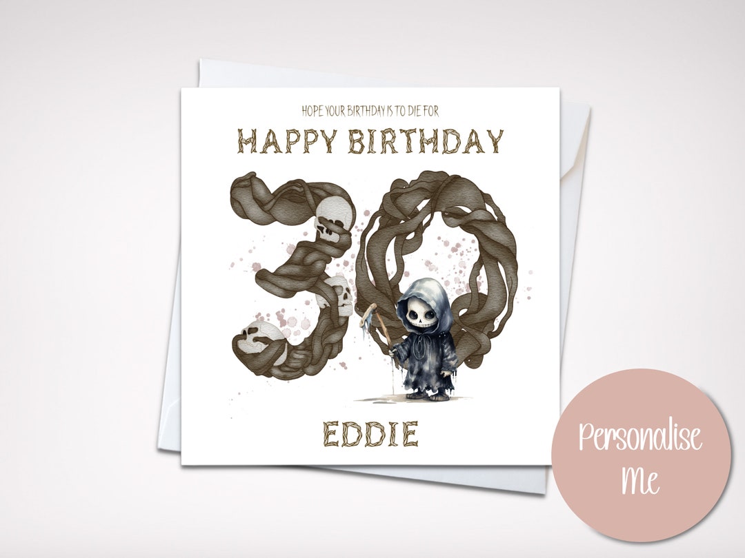 Personalised Gothic 30th Birthday Card, 30th Birthday Card, Gothic 30th ...