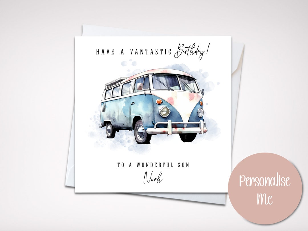 Personalised Campervan Birthday Card, Campervan, Camper, Birthday Card ...