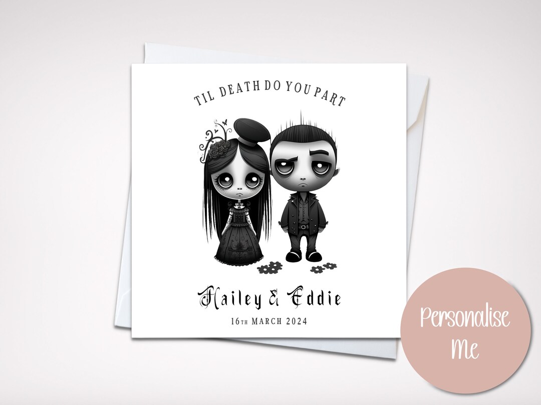 Personalised Gothic Wedding Card, Gothic Wedding, Gothic Wedding Couple ...
