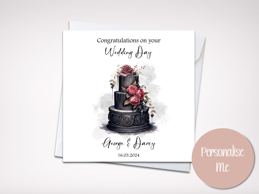 Personalised Gothic Wedding Card, Gothic Wedding Cake, Gothic Wedding ...