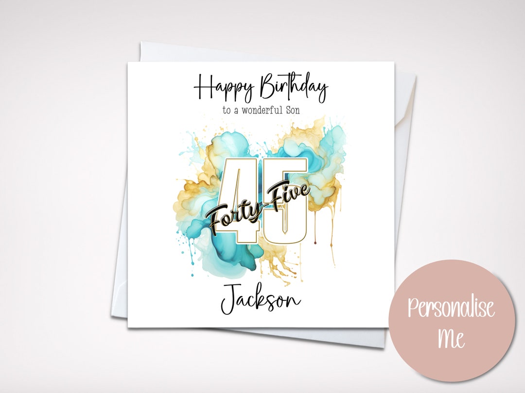 Personalised 45th Son Birthday Card, 45th Dad Birthday Card ...
