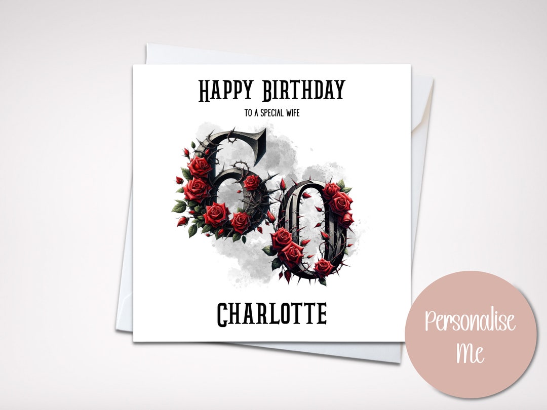 Personalised Gothic 60th Birthday Card, Sixty, Gothic Birthday Card ...