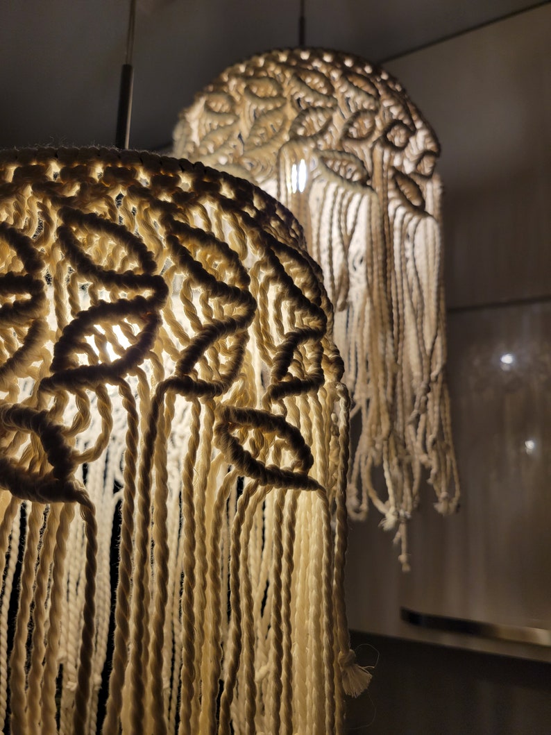 Boho Style Lamp. Macrame Lampshade. Chandelier With Macrame Pattern ...